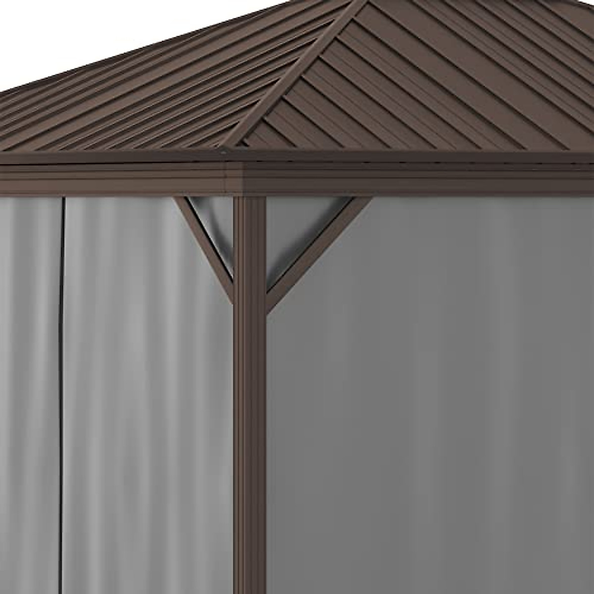 Outsunny 10' x 12' Hardtop Gazebo Canopy with Galvanized Steel Roof, Aluminum Frame, Permanent Pavilion with Top Hook, Netting and Curtains for Patio, Garden, Backyard, Deck, Lawn, Gray