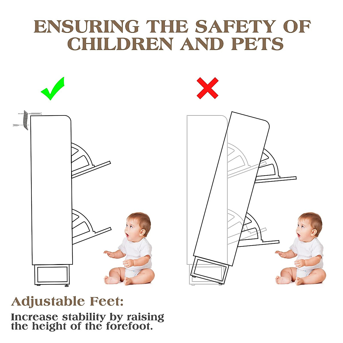 EOYUTLLY Shoe Cabinet Storage for Entryway, Narrow Shoe Rack Cabinet with 2 Flip Drawers, Freestanding Hidden Shoe Rack Storage Organizer, White with Metal Legs