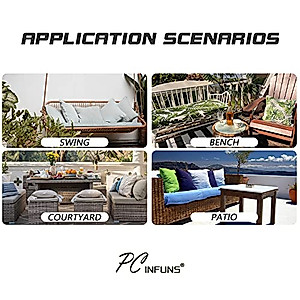 Pcinfuns Bench Cushion for Outdoor Furniture,Ultra Durable Patio Furniture Chair Pads,Swing Cushions with Ties,Sofa Garden Replacement Loveseat Cushion,Black White,45" x 18"