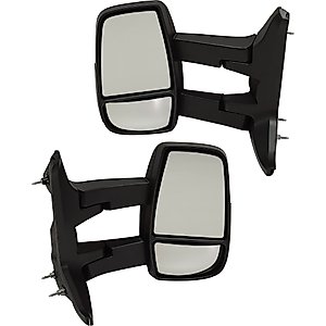 Kool Vue Driver & Passenger Side Manual Heated Towing Mirrors for Ford Transit-250 Transit-350 Transit-150 Transit-350 HD 2015-2019 Without Signal Light Textured Models With Medium or High Roof