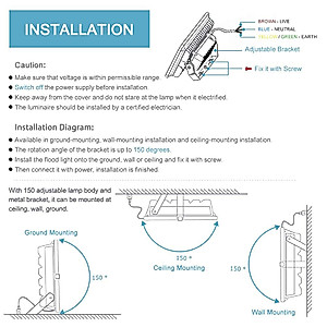 WeDo 10W Ultra Bright Outdoor SMD LED Flood Light Reflector IP66 Waterproof Wall Garden Home Yard Hotel Pathways Security Lights with US Plug Daylight White 6500K