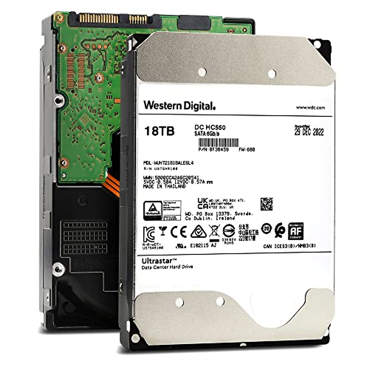 WD Ultrastar DC HC550 18TB 7200RPM 3.5" SATA Hard Drive WUH721818ALE6L4 (Renewed)