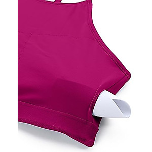 CRZ YOGA Butterluxe Womens High Neck Y Back Sports Bra - Padded Halter Racerback Spaghetti Thin Strap Workout Yoga Bra Magenta Purple Medium