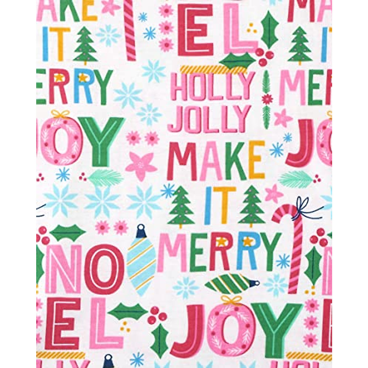 The Children's Place Kids 2 Piece Family Matching, Festive Christmas Pajama Sets, Cotton, Merry Joy Pink, 12