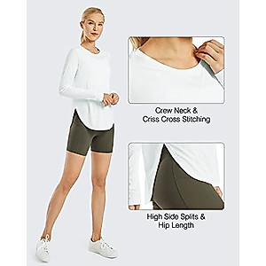 G4Free Women's UPF 50+ UV Sun Protection Long Sleeve Shirt Running Hiking Athletic T-Shirt Lightweight Quick Dry(White,L)