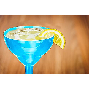 DecorRack 24 Neon Margarita Glasses, Plastic Party Champagne Cups, Perfect for Outdoor Parties, Weddings, Picnics, Stackable Stemmed, Reusable, Shatterproof Disposable Wine Glasses (Pack of 24)