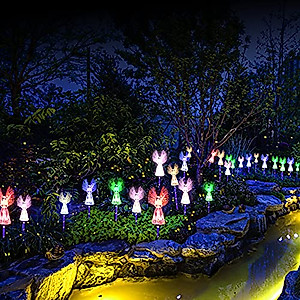 XVZ Outdoor Solar Garden Decorative Light, 2 Pack Solar Angel Light,Outdoor Garden Landscape Waterproof Small Street Light,Suitable for Yard Patio Lawn Grave Cemetery Decorations Backyard