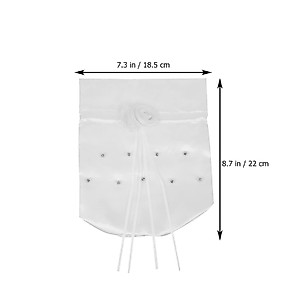 SEWACC Pearl Bag Bridal Purse Wedding Money Bag White Satin Bridal Purse for Women Flower Decorated Handbag Gift Bag Pouch Bag Wedding Supplies Satin Bags Rhinestone Purse