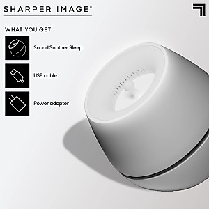 SHARPER IMAGE Sound Soother White Noise Machine, Night Light with 3 Glow Modes, Portable Sleep Therapy for Babies & Adults, Adjustable Pitch & Tone, Meditation, Relaxation, Stress Relief
