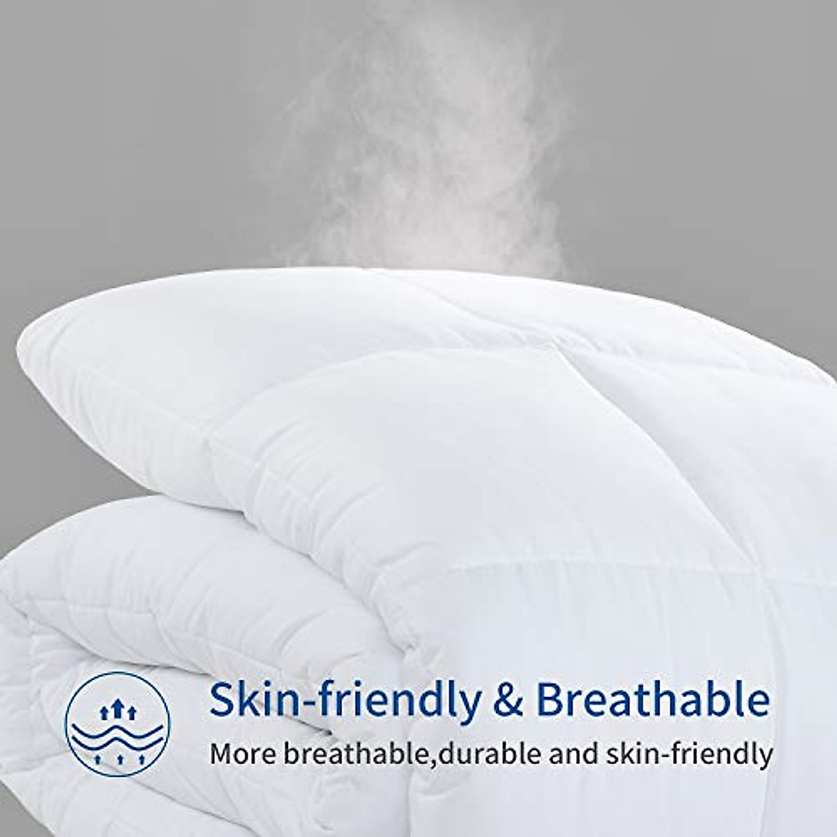 Hombys Oversized Super King Down Alternative Fluffy Comforter, 120 x 98 in, 116 oz Quilted Duvet Insert with Duvet Cover, 8 Corner Tabs (White)