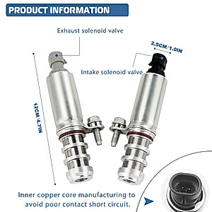 Pair Intake & Exhaust Camshaft Position Actuator Solenoid Valve Kit for Chevy Captiva Cobalt Equinox HHR Impala Malibu GMC Terrain Pontiac G5 Saturn Vue Buick Regal 2.0 2.2 2.4L 12655420 12655421