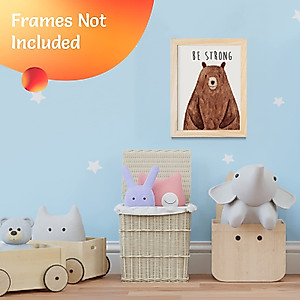 Set of 6 Baby Animal Nursery Wall Art Prints - Cute & Inspirational Decor for Baby Girls & Boys, Kids Room, Playroom, Nursery - High-Quality Unframed 8x10 Inch Posters - Woodland Animal Nursery Decor