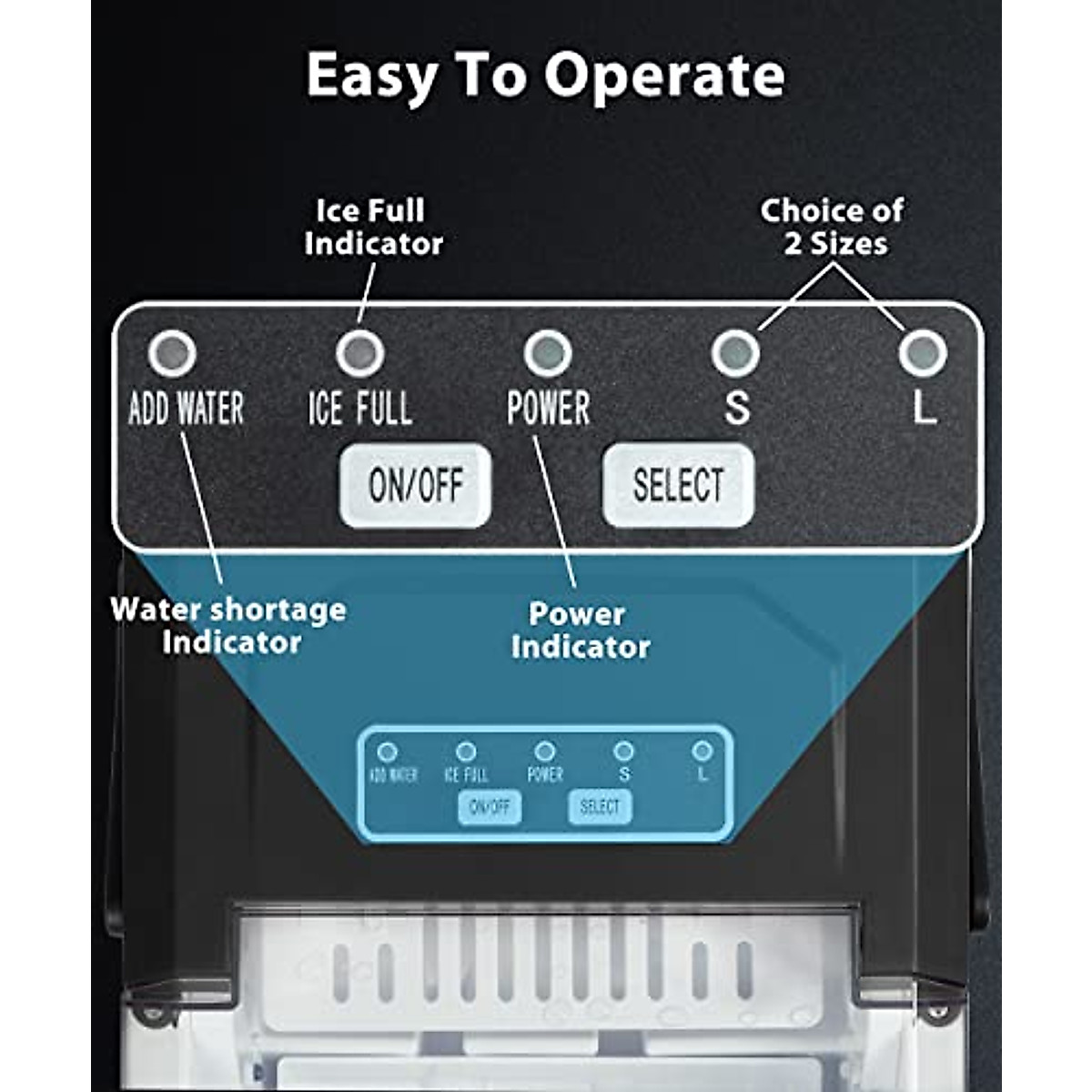 COWSAR Ice Makers Countertop, Portable Ice Maker Machine 6 Mins/9 Pcs Bullet 26.5lbs/24Hrs with Self-Cleaning, Ice Scoop and Basket, Ice Maker for Party/Kitchen/Home/Office