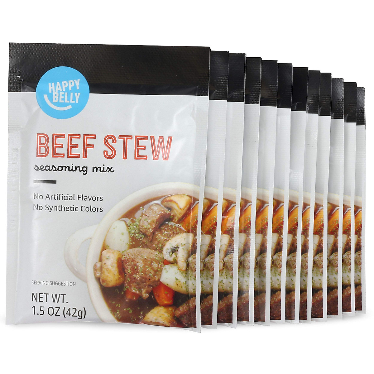 Amazon Brand - Happy Belly Beef Stew Seasoning Mix, vegetarian, 1.5 ounce (Pack of 12)