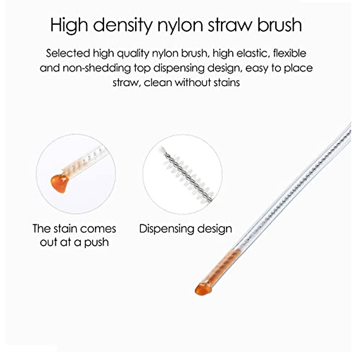 MOOANE Bottle Brush,Silicone Baby Bottles Brush with 360 ° Rotation and Long Handle,Bottle Cleaner Brush Set for Kid,Set of 3 (Orange)