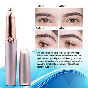 Sopalmy Women's Rechargeable Eyebrow Trimmer & Facial Hair Remover, 2-1 Hair Remover, Electric Eyebrow Shaver with Light