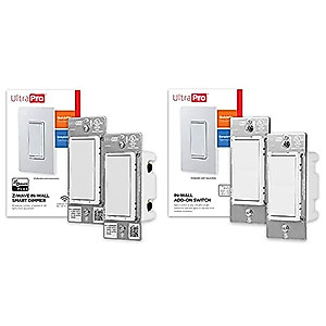 UltraPro Z-Wave in-Wall Rocker Smart Dimmer 2-Pack + UltraPro Z-Wave in-Wall Rocker Add-On Switch 2-Pack