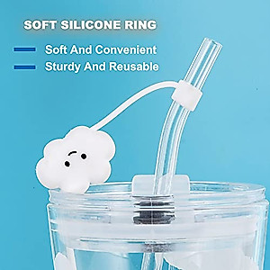 2023 New Straw Cover Cloud, 12Pcs Silicone Cloud Straw Covers Protector, Splash Proof Straw Tips, Reusable Drinking Straw Lids for Straw Tips Bottle Accessories