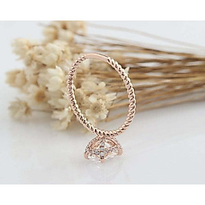 BeBold 1.5ct Oval Cut Simulated Diamond CZ Engagement Ring for Women Twist Rope Style Rose Gold Plated