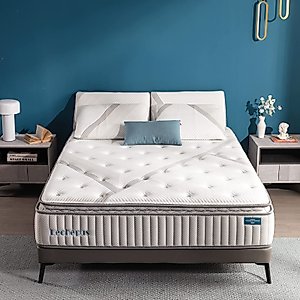 12 Inch Queen Mattress, Lechepus Cool Gel Memory Foam Hybrid Mattress with Pocket Innerspring, Medium Firm Pillow Top Mattresses for Supportive & Pressure Relief