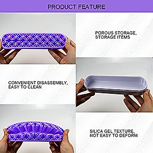 Multi-Purpose Desktop Organizers Silicone Cosmetic Storage Box, 5D Diamond Painting Pen Holder Sewing Tool Storage Box Desktop Storage Box for Brush,Art Supplies, Painting Brush and Craft(Purple)