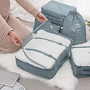 8 Pack Luggage Packing Organizers Packing Cubes Waterproof Suitcase Organizer Bags Travel Packing Organizers (Gray)
