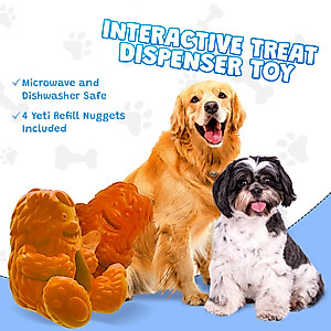 Yeti Puff and Play Dog Toy - Dog Chew Holder - Fun Stimulating Chew Toy for Teething, Behavior Training for Light to Moderate Chewers - Interactive Nuggets Treats Dispenser Puzzle - Yeti Orange