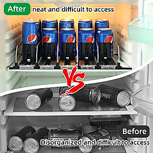 Soda Can Organizer for Refrigerator, YISUN Self-Pushing Drink Organizer for Fridge, Width Adjustable Beverage Dispenser, Beer Pop Water Bottle Storage for Kitchen Pantry (12.2inch, 5 Rows)