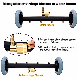 ZALALOVA Pressure Washer Undercarriage Cleaner, 16 Inch Power Washer Surface Cleaner Attachments, Under Car Wash Water Broom w/ 2 Pcs Extension Wand 1 Pc 60¡ã Angled Wand, 4000 PSI