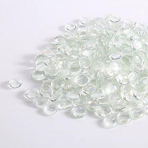 Empava 10 lbs. 1.0-in Drop Beads Reflective Tempered Glass for Gas Fire Pit, Crystal Ice