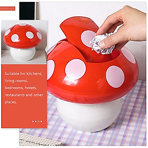 Healeved Small Trash Can for Desktop, Mushroom Trash Can Mini Adorable Trash Can with Lid Tabletop Trash Can