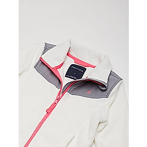 Nautica Girl's Full-zip Fleece Jacket, Signature Logo Design, Lightweight & Wind Resistant, Grey Heather, 38