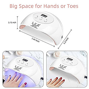 LKE UV LED Nail Lamp, Nail Dryer 72W Gel Polish Curing Lamp for Gel Nail Polish Kit Nail Art Accessories White