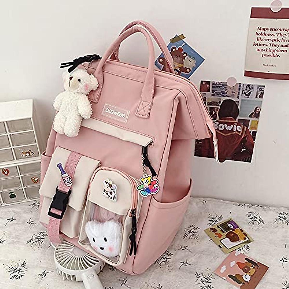 Cute Kids Backpack For Girls Aesthetic Kawaii Bookbags With Accessories And Pin Picnic Gift For Middle School Students…