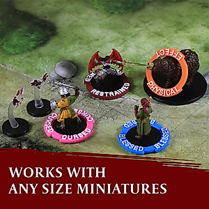 DND Miniatures Condition Markers - 96 Rings to Track 24 Different Status & Spell Effects for RPG/DND Minis Like Dungeons and Dragons 5th Edition & Pathfinder Perfect DnD Gifts & D&D Accessories Tokens