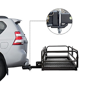 Wildroad Hitch Mount Cargo Carrier Basket 500 LBS Folding Vehicle Cargo Baskets 60" x 24" x 14" Fits 2" Receiver with Waterproof Cargo Carrier Bag and Hitch Tightener Fastener