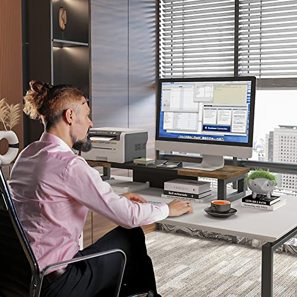 WESTREE Dual Monitor Stand - Sturdy Riser for 2 Monitors