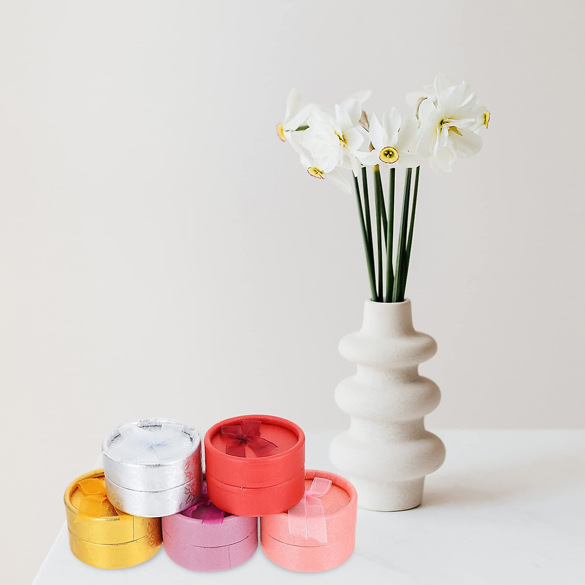 Cabilock 20pcs Box Round Jewelry Box Finger Ring Gift Case Earring Case Organizer Locket Ring Jewellery Gift Boxes Ring Boxes for Jewellery Decor Mesh Lovers Earrings Storage Tray