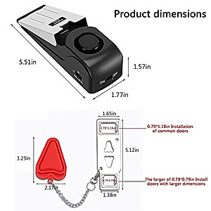 HNHMT Upgraded Portable Door Lock & Door Stop Alarm, Dual Protection Security Door Kit,Door ​Security Devices Pocket Self Defensey Tools,for Traveling Hotel Home Apartment College House(2 Pack)