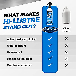 Hi-Lustre Nano Carnauba Spray Wax, Instant Shine Car Wax to Seal & Maintain Paint UV-Blocking, Hydrophobic Car Detailer Wax, Streak-Free and Safe for All Surfaces, Piña Colada Scent, 16 oz