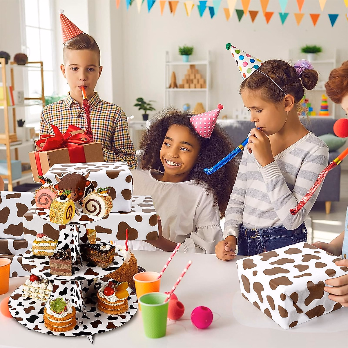 Bolsome 100 Sheets 20 x 14 Inch Brown Cow Print Tissue Paper Highland Cow Print Tissue Paper for for Gift Wrapping, Birthday, Baby Shower, Cow Theme Party DIY Craft