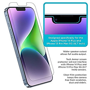 Tech Armor 4 Pack HD Clear Film Screen Protector Compatible for Apple NEW iPhone 14 Plus (2022) and iPhone 13 Pro Max (2021) 5G 6.7 Inch