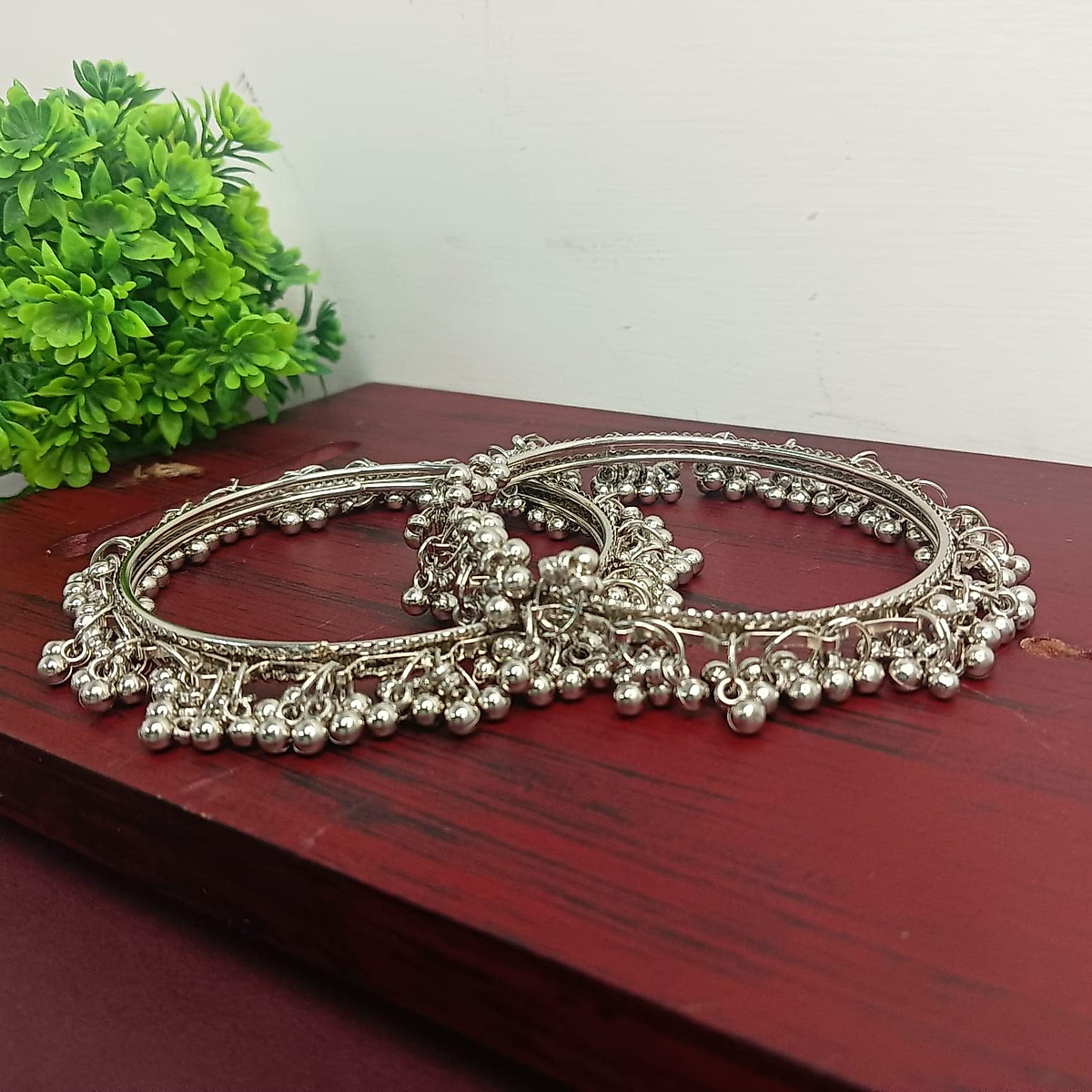 Efulgenz Boho Vintage Antique Tribal Indian Oxidized Bell Charm Bracelet Bangle Set Jewelry for Women, 2-8, Copper, not known