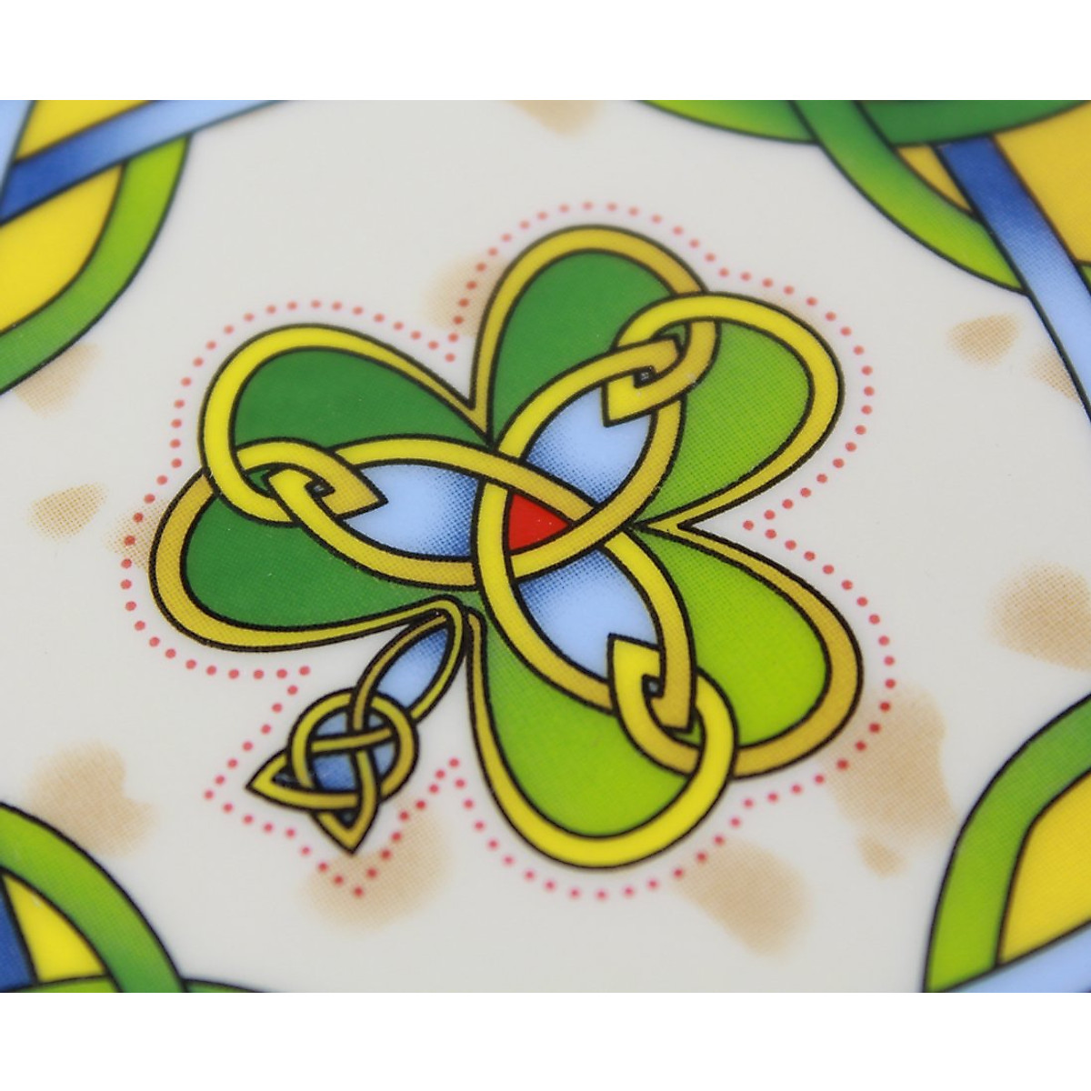Irish Weave Ceramic Spoon Rest With Celtic And Shamrock Design, 230Mm X 75Mm