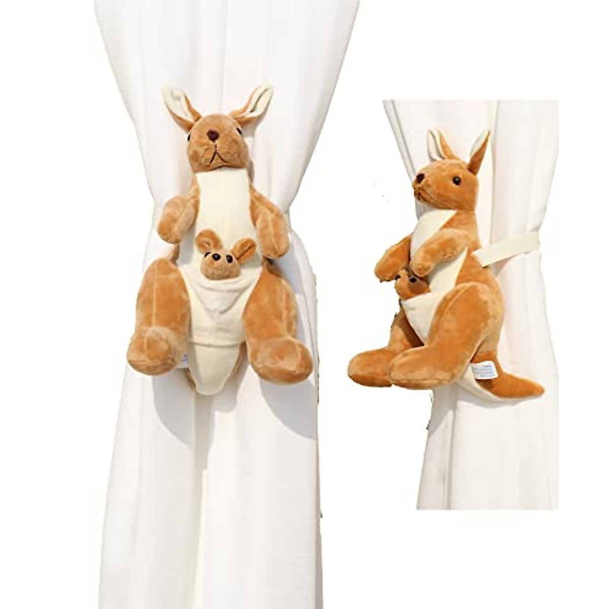 Curtain Tie Back 2 Pack Cute Animals Jungle Kangaroo Cartoon Buckle Curtain Tie Backs for Kids Room,Curtain Holdebacks for Drapery,Window Curtain Tiebacks Holder (Kangroo Yellow)
