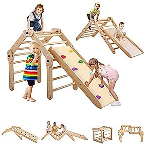 Dripex Pikler Triangle Climber Set, X-Large and Heavy-duty Climbing Frame with More Than 20 Playing Modes, Premium Early Learning Montessori Toy for 2-3 Children Play Together, Cycling Using for Years