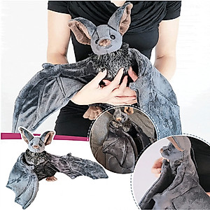 Enivtfz 12" Large Bat Plush Toys, Creepy Goth Bat Stuffed Animal Lifelike Bats Plushie Doll Gothic Bat Soft Hugging Plush for Halloween Easter Christmas Valentines Birthday Gift