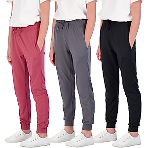 3 Pack:Girls Lounge Joggers Soft Athletic Track Warmup Casual Sweatpants Clothes Little Sports Pajama Kids Clothing Youth Children Sweats Big Teen Running Elastic Pants Basketball-Set 2, M (10/12)