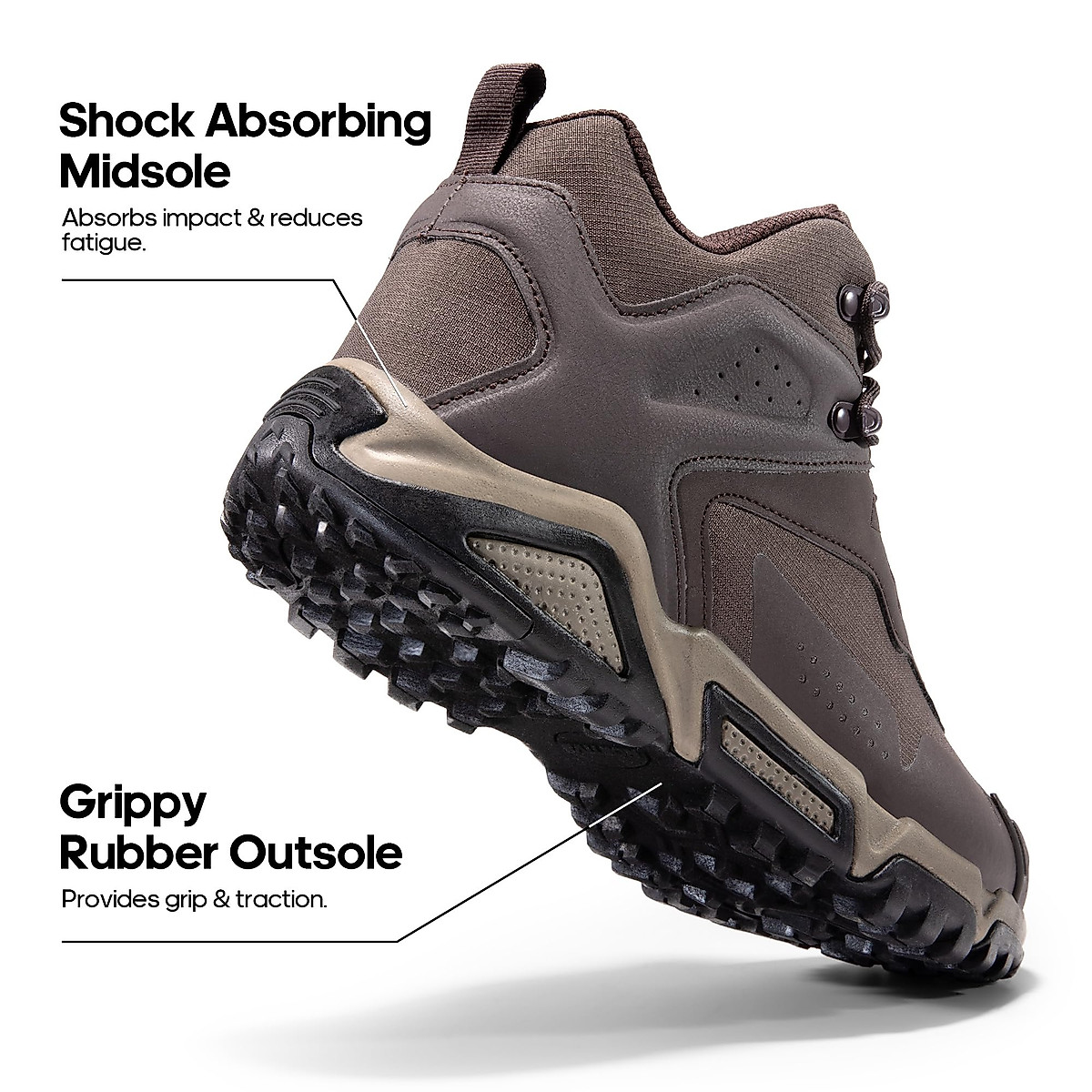 NORTIV 8 Men's Waterproof Hiking Boots Lightweight Mid Ankle Trekking Trails Outdoor Boots,Size 9,BROWN,JS19001M