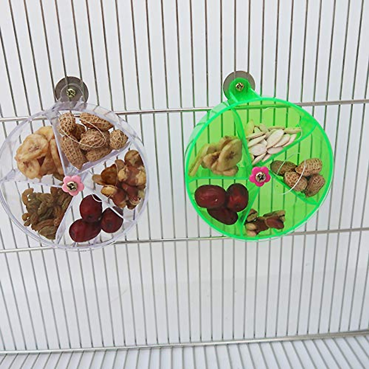 Tzou Bird Feeder, Parrot Feeder, Acrylic Foraging Wheel Pet Parrot Rotatable Bite Resistant Puzzle Toy Green